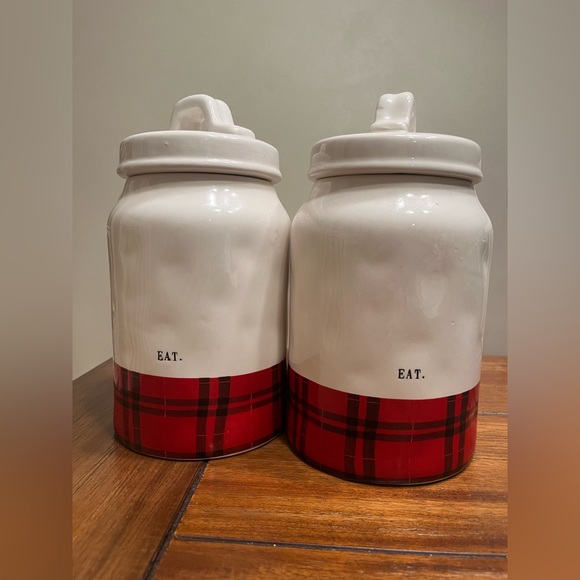 Rae Dunn | Kitchen | Rae Dunn Red Plaid 85 Canister Eat Artisan ...